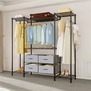 Freestanding Portable Metal Closet Organizer with Fabric Drawers - Bed ...