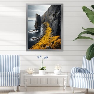 Designart "Coastal Cliffside II" Coastal Ocean Framed Wall Art Living ...