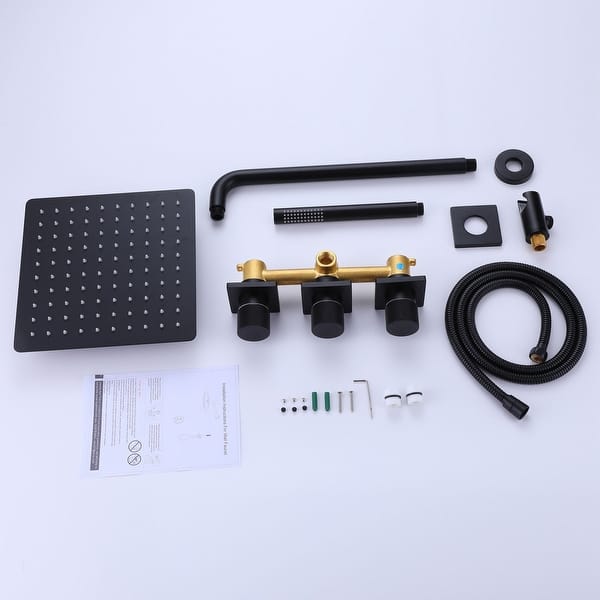 Matte Black Three Handle Shower System with Shower Head - 10 inch - Bed ...