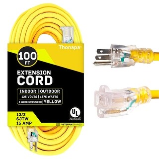 100 Ft Outdoor Extension Cord, 12/3 Heavy Duty Extension Cable with 3 ...