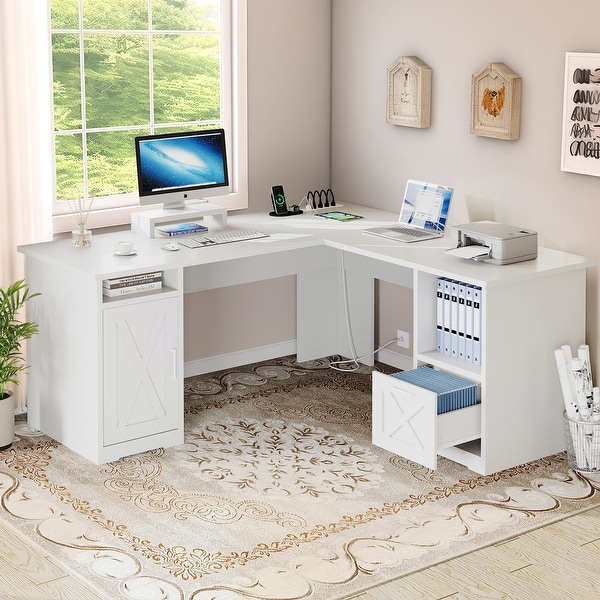 White corner pc desk store