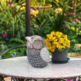 Alpine Corporation 10" Tall Outdoor Solar Powered Owl Yard Statue with ...