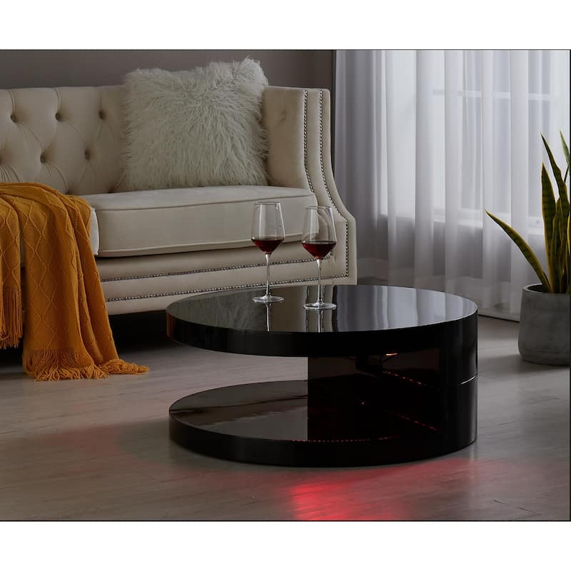 La Villino Modern Coffee Table With Remote Multi-colors Led Light ...