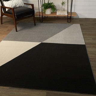 Jameson Casual Black/ Grey Color Block Indoor Area Rug - Bed Bath ...