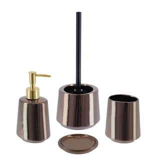 Bronze Porcelain Bathroom Accessory Set 4-Pieces Crackled Texture - Bed ...