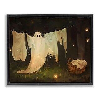 Stupell Halloween Laundry Ghost Framed Floater Canvas Wall Art Design ...