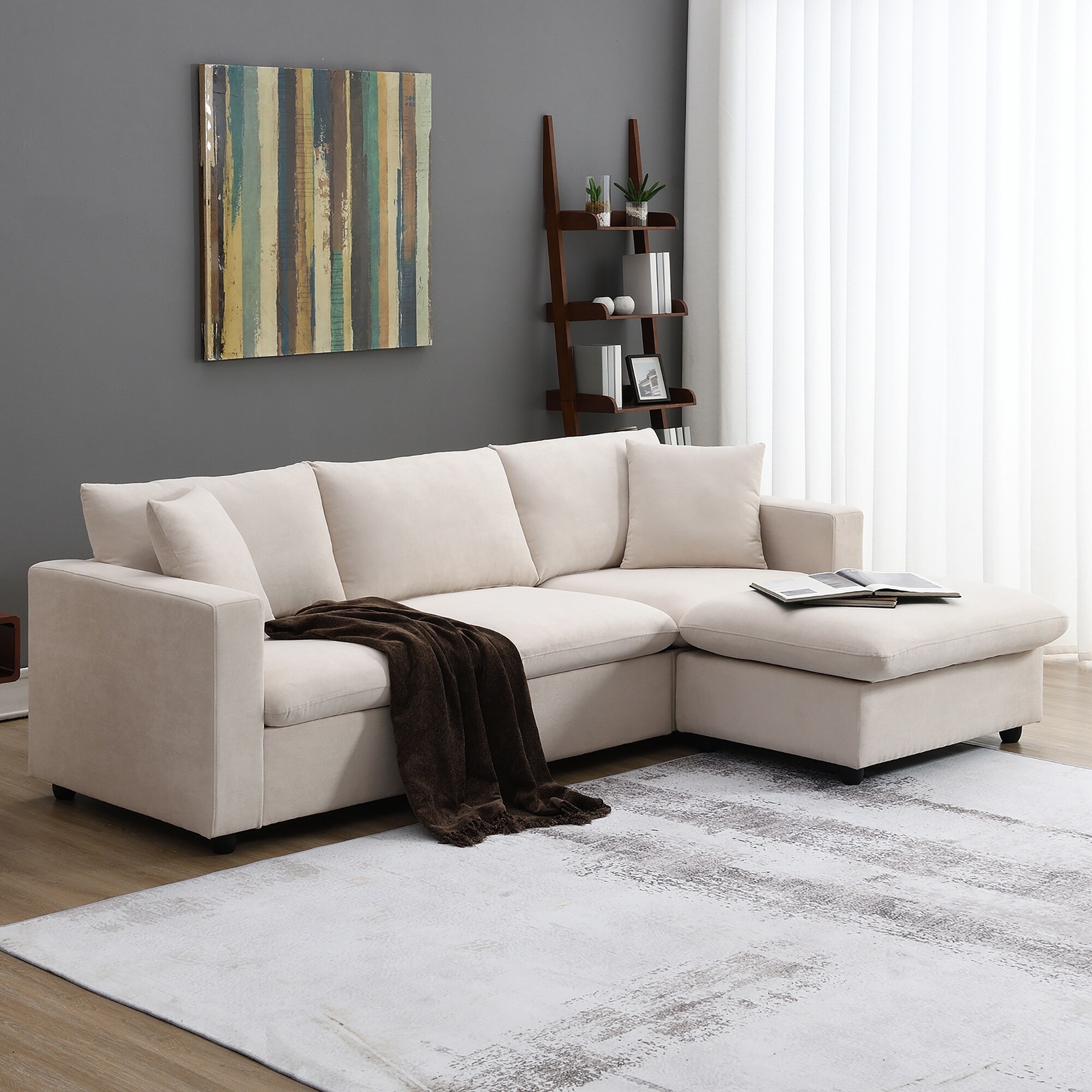 Beige sofa l shape store