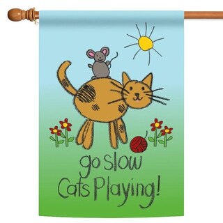 Cat and Mouse 'Go Slow Cats Playing' Outdoor House Flag 40" x 28" - Bed ...