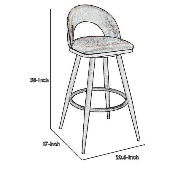 Teco 30 Inch Swivel Bar Stool, Open Curved Back, Black, Brown Faux ...