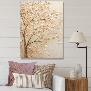 Designart "Beige Trees Oak Solitude" Tree Oak Wall Art - Bed Bath ...