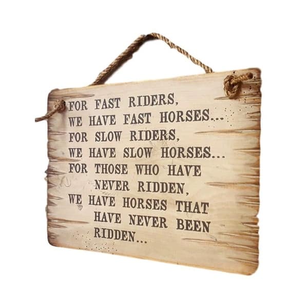 Cowboy Signs Wood Wall Hanging Humorous Fast Riders Slow White 8235 ...