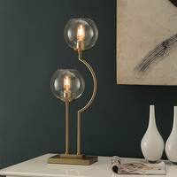 StyleCraft Ashington Brass 2 Steel Brass Poles with Clear Glass Globe ...