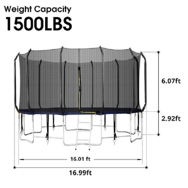 16 FT Easy Assembly Bend Round Trampoline for Family,Outdoor Jumping ...