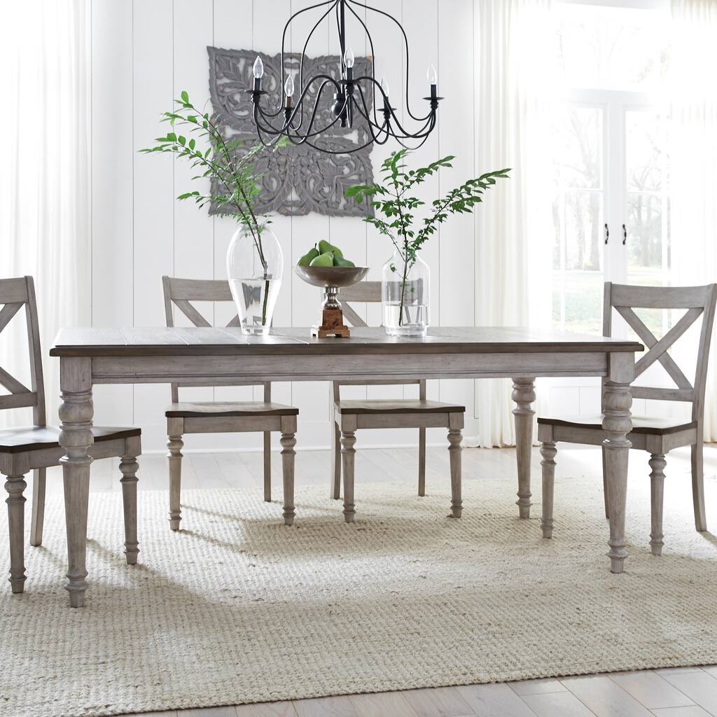 Cottage Lane Antique White with Weathered Gray 5 Piece Rectangular ...