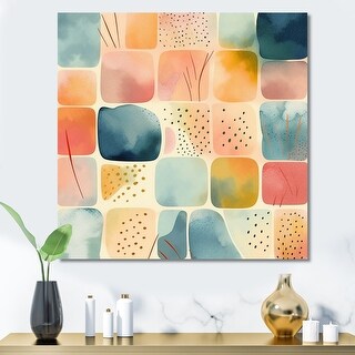 Designart "Orange Fun Pattern Of Shapes Iii" Modern Geometric Wall Art ...