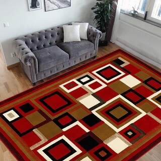 HR Red, Black, Beige and Multi Color Modern Contemporary Living Room ...