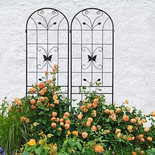 2 Pack Garden Trellis Outdoor Butterfly Decoration Arched Fence Trelli ...
