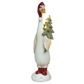 10.25" Lighted Duck with Christmas Tree Tabletop Figurine - Bed Bath ...