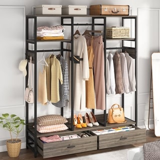 Freestanding Closet Organizer 3 Hanging Rod Clothes Garment Racks - Bed ...