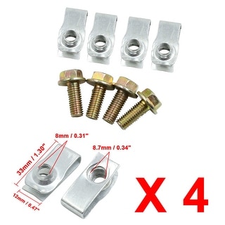 4pcs Spring Metal U-type Clip with Screws Fender Trim Panel Fasteners ...