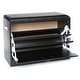 Black Wooden Fold-out Shoe Organizer Storage Bench Leather Cushion ...