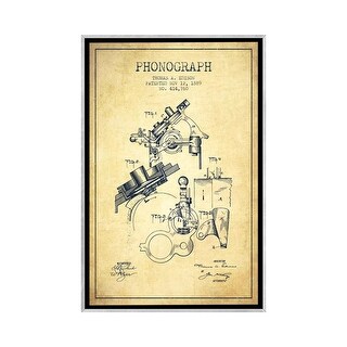 iCanvas "Phonograph Vintage Patent Blueprint" by Aged Pixel Framed ...