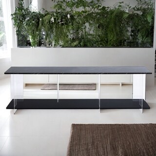 TV Stand/Side Cabinet, Fits 65-Inch TV, Black Marble Look - Bed Bath ...