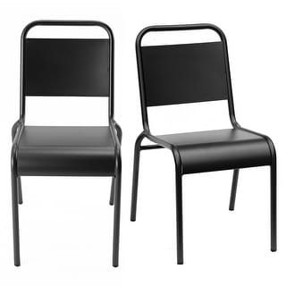Otis Stackable Outdoor Side Chair in Black - Set of 2 - Bed Bath ...