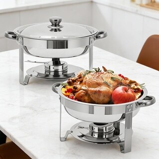 Round Chafing Dish Buffet Set, Stainless Steel Chafers for Catering ...