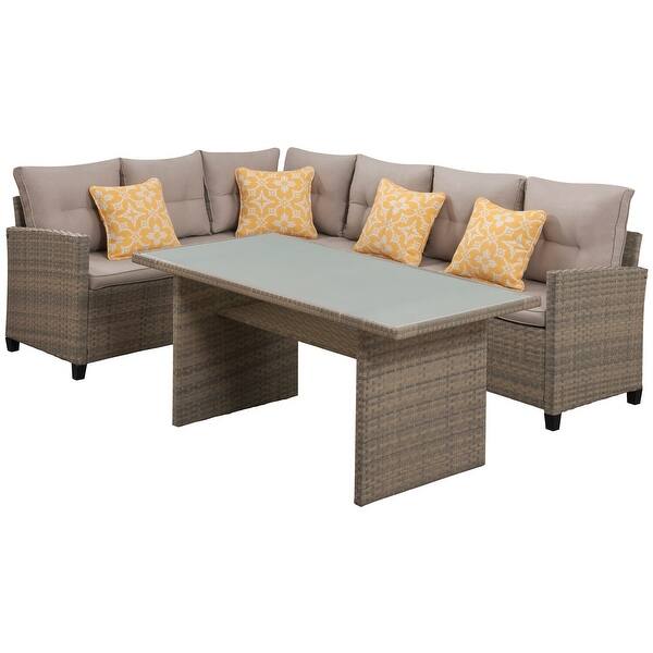 Hanover Mabelle 3-Piece Outdoor Sectional Conversation Set with Sofa ...