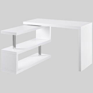 Space-Saving 360° Rotating Corner Desk with Ample Storage Shelves, L ...