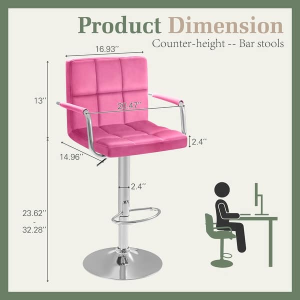 Furniwell Bar Stools Set of 2 Modern Height Adjustable Kitchen Counter ...