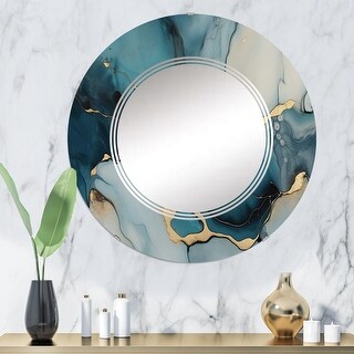 Designart "Turquoise Gold Infused Marble IV" Fractals Modern Wall ...