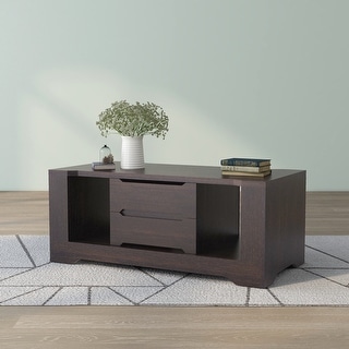 DH BASIC Modern Espresso 47-inch Wood 2-shelf Coffee Table with Drawers ...