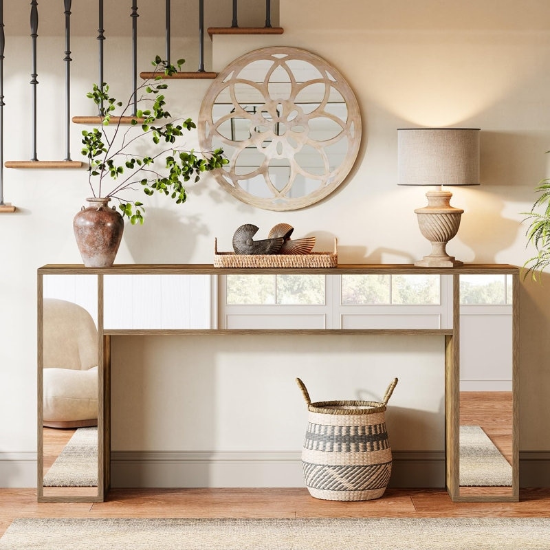 Console table round mirror store