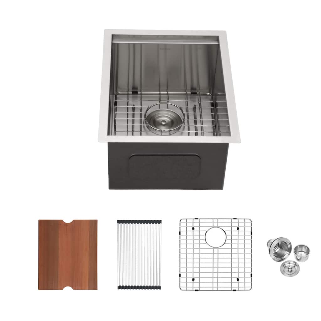 Aurora Decor 15 inch Single Bowl Stainless Steel Kitchen Undermount ...