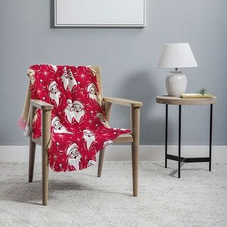 Heather Dutton Tis The Season Retro Santa Red Throw Blanket - Bed Bath ...