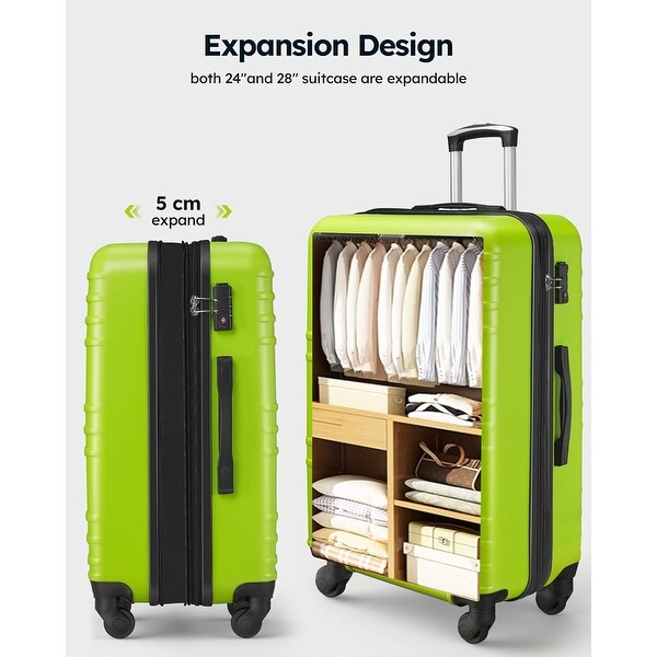 Green Long Travel Luggage Expandable Hardside Spinner Wheel Expandable 3 Piece Set Suitcase with TSA Lock Spinner Trunk Sets Bed Bath Beyond 39386834