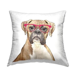 Stupell Boxer Dog With Red Glasses Printed Throw Pillow Design by ...