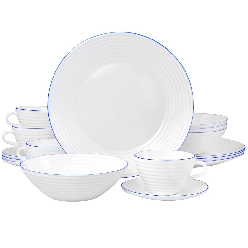 Oster Juego De Vajilla 16 Piece Opal Glass Dinnerware Set in White ...
