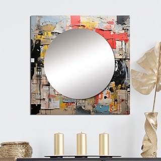 Designart "Urban Collage III" Abstract Collages Wall Mirror - Abstract ...