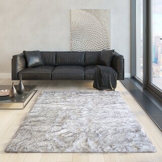 RugBerry Faux Sheepskin Rug Shaggy Modern Area Carpet Shag Black White ...