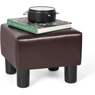 13'' Small Foot Rest Under Desk- Brown Leather Ottoman Foot Rest for ...