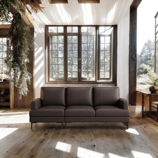 Contemporary Luxury Genuine Leather Sofa Couch with USB Charger 3 Seats ...