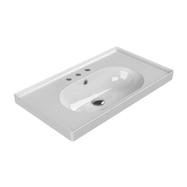 Nameeks CeraStyle 043300-U-Three Hole Arya 31-1/2" Rectangular Ceramic ...