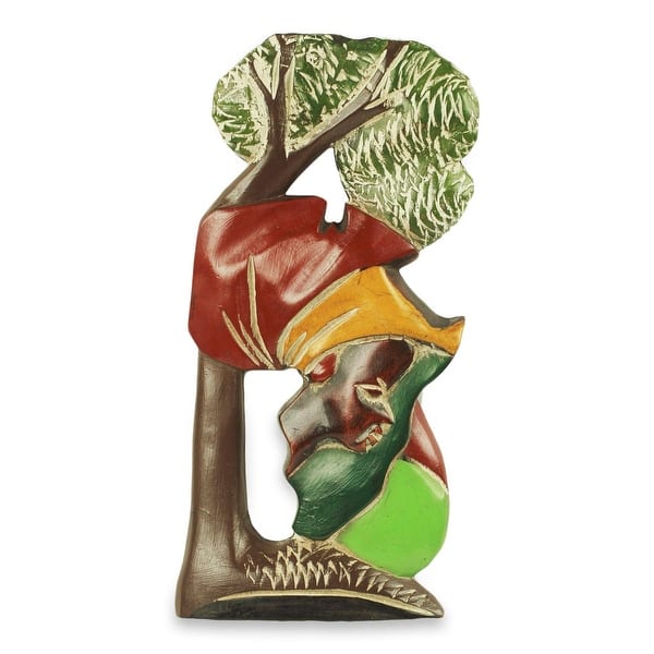 Handmade Under the Baobab Tree Wood wall panel (Ghana) - 12.25" H x 6 ...