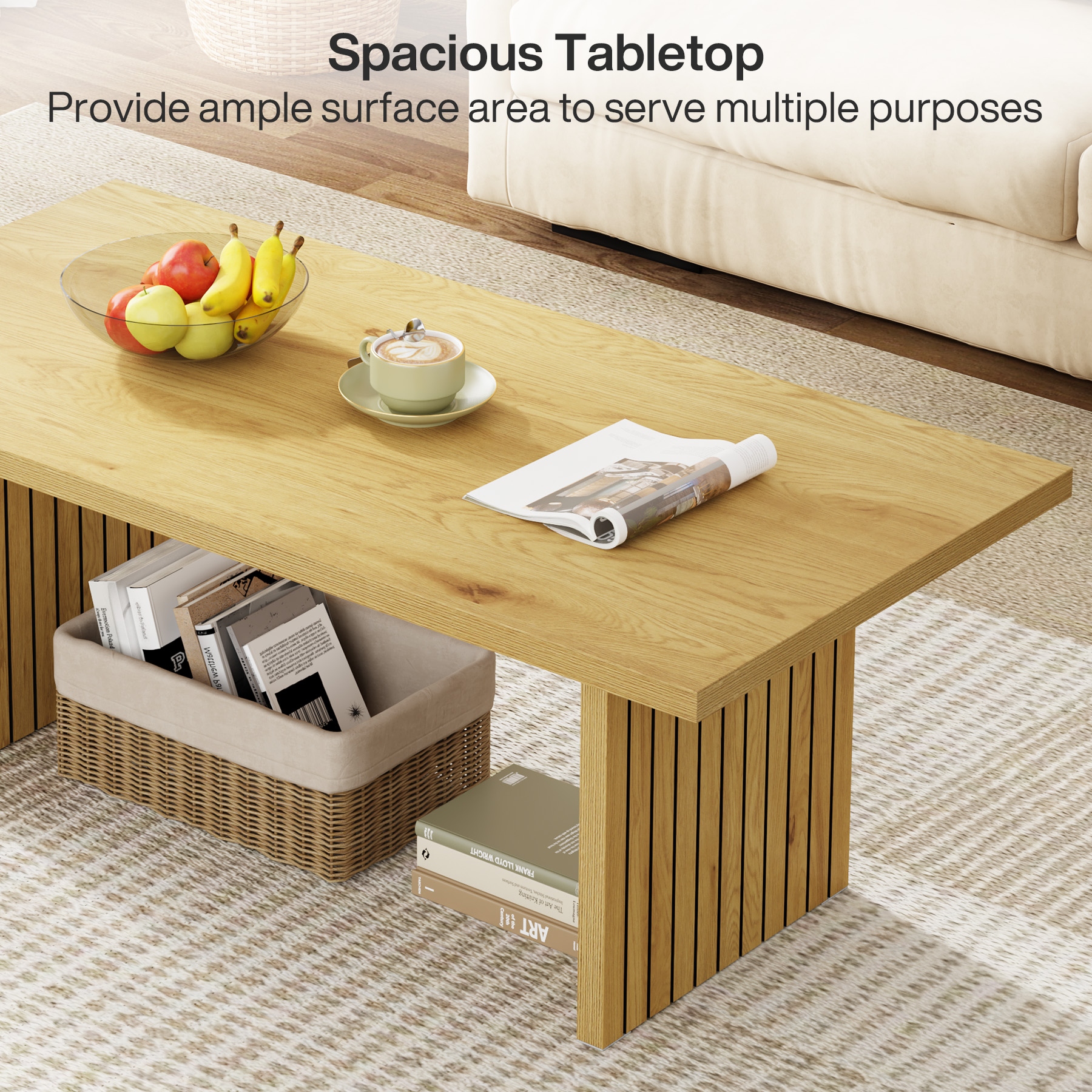 47.24 Long Coffee Table Wooden Center Table with Sturdy Support Base for Living Room On Sale Bed Bath Beyond 40806083