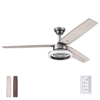Orbis 52" Gun Metal Ceiling Fan with Light, 3 Blades, Remote & Reverse ...