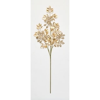 30" Glittered Leaves Spray, Gold, Set of 3 - Gold - Bed Bath & Beyond ...