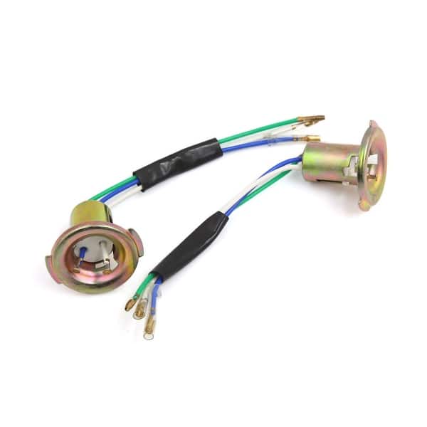 2Pcs Bronze Tone Metal 3-Wire Motorcycle Headlight Socket Plug for ...